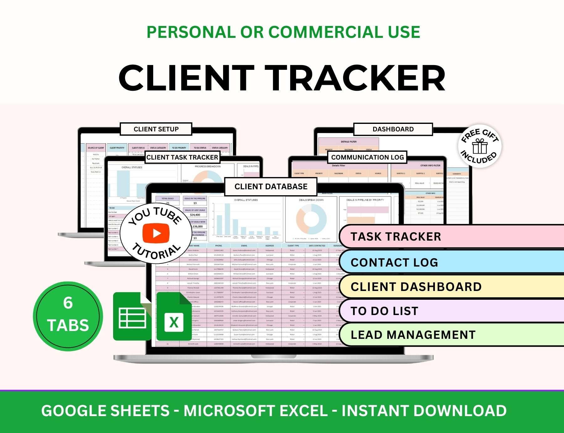 Client Tracker Excel Template Google Sheets Spreadsheet – PLRDUCK.COM