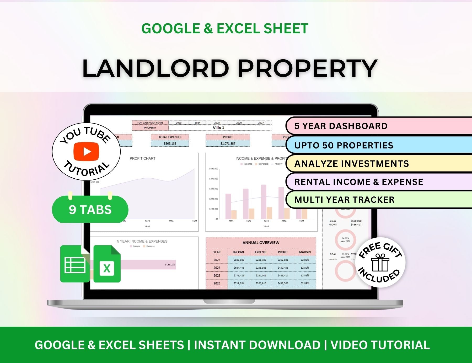 Landlord Rental Property Excel Template Spreadsheet – PLRDUCK.COM