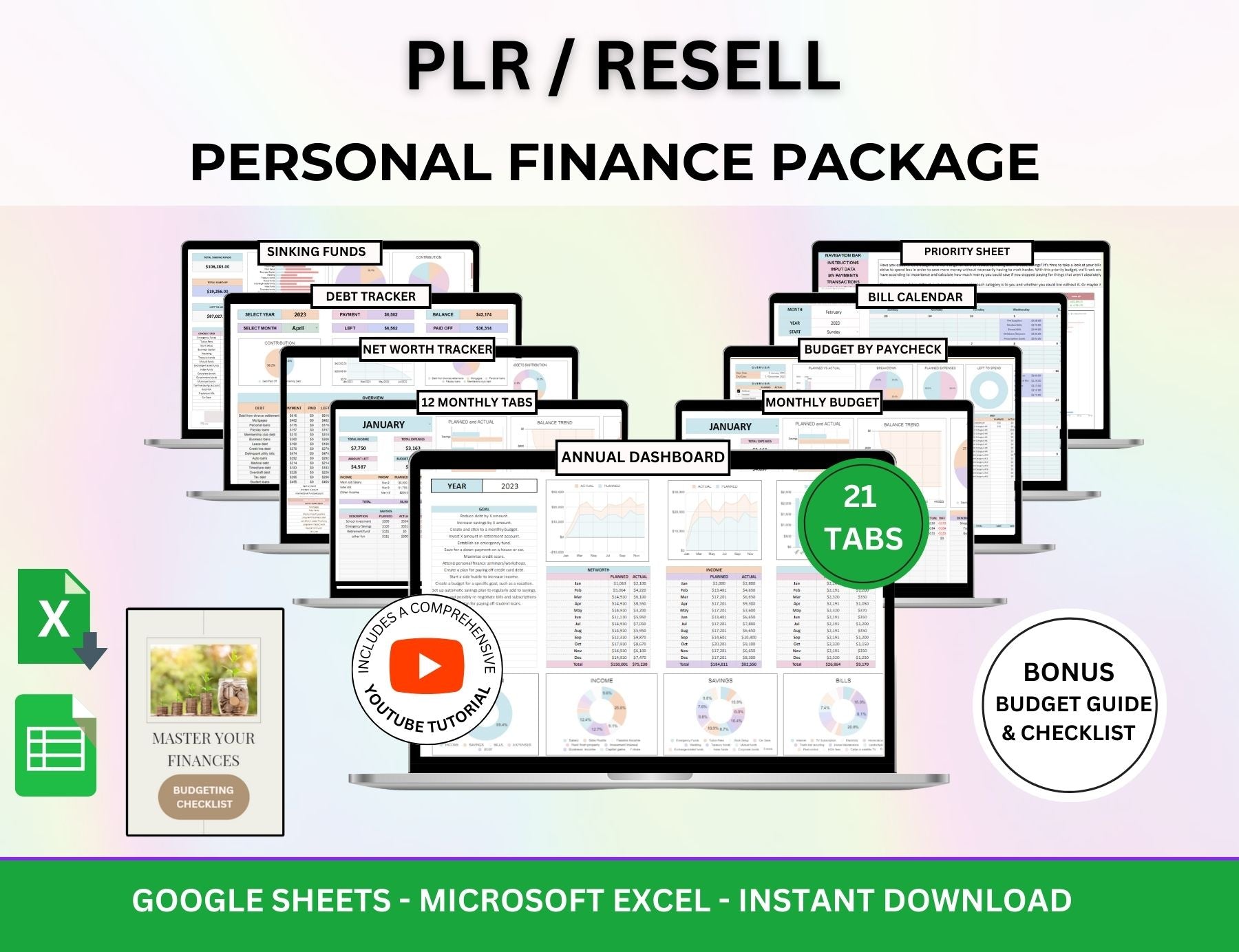 Personal Finance Budget Excel Template Spreadsheet – PLRDUCK.COM