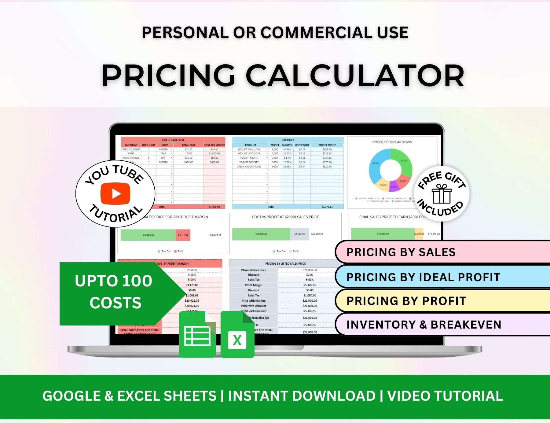 Product Pricing Excel Template Google Sheets Spreadsheet – PLRDUCK.COM