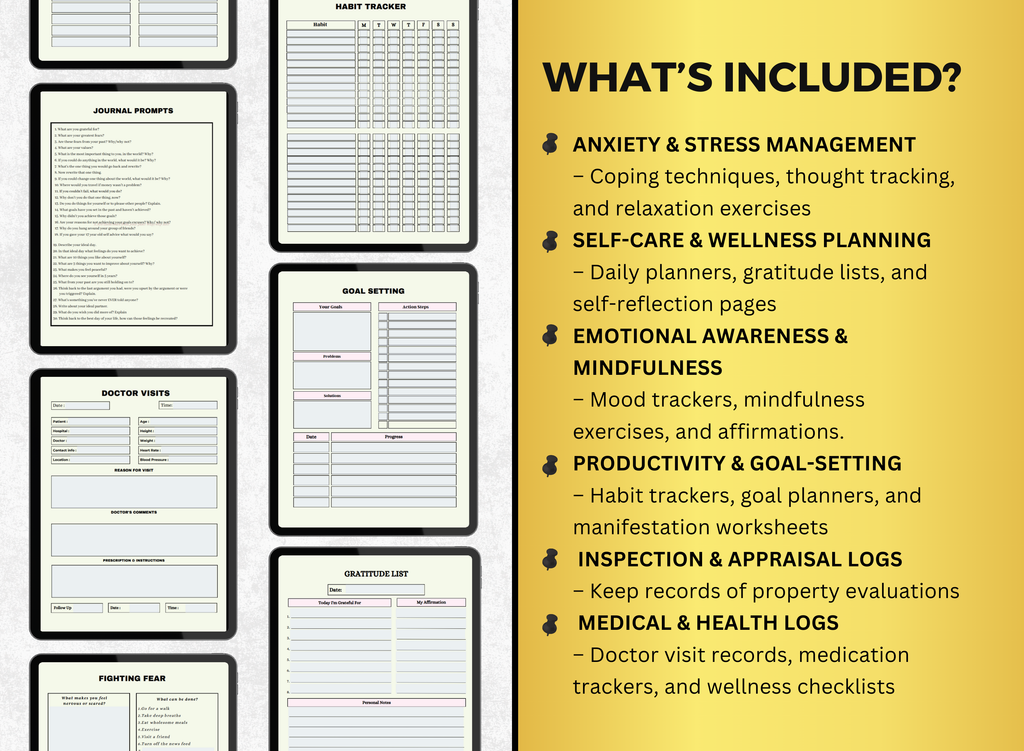 Wellness Worksheet | Fillable PDF | Printable Planner – PLRDUCK.COM